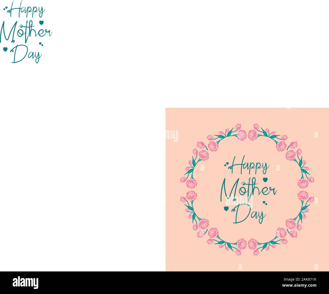 Happy mother day greeting card design, with unique style lettering on elegant ornate leaf and ...