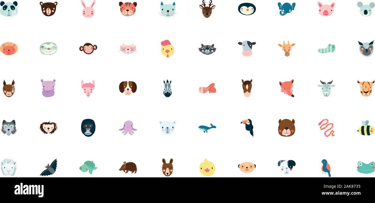 bundle of cute animals characters Stock Vector Image & Art - Alamy