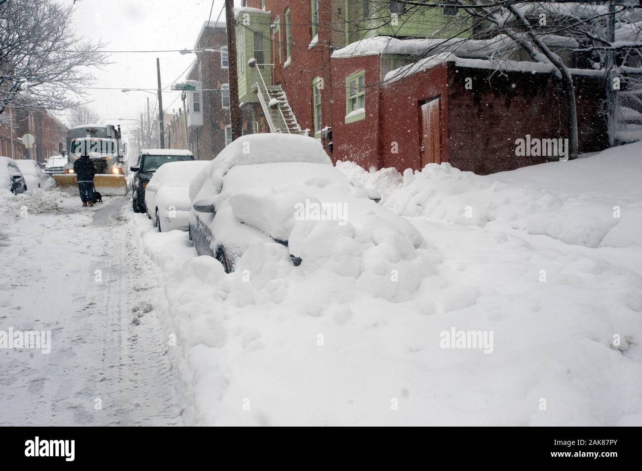 Snow storm in Philadelphia, Pennsylvania, USA Feb. 10 2010 Stock Photo ...