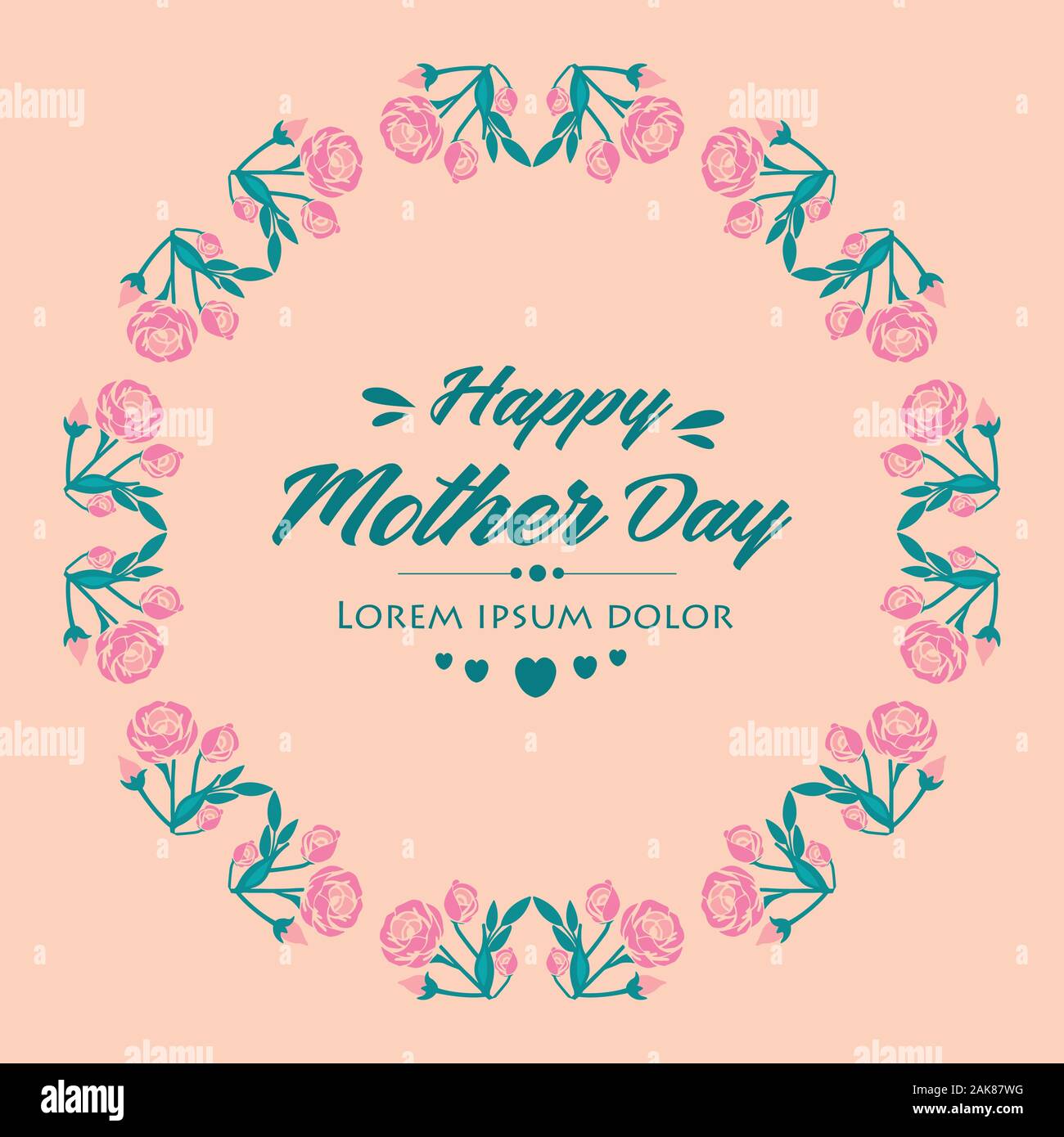 Modern shape of leaf and flower frame, for happy mother day poster ...