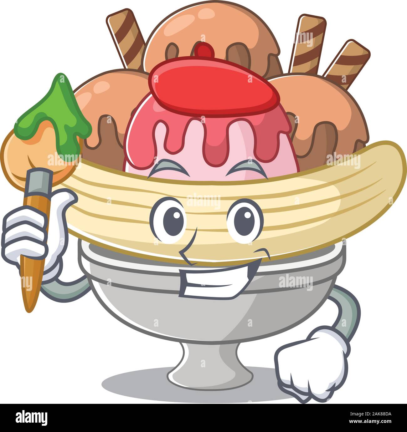 Cartoon character of banana split Artist with a brush Stock Vector ...