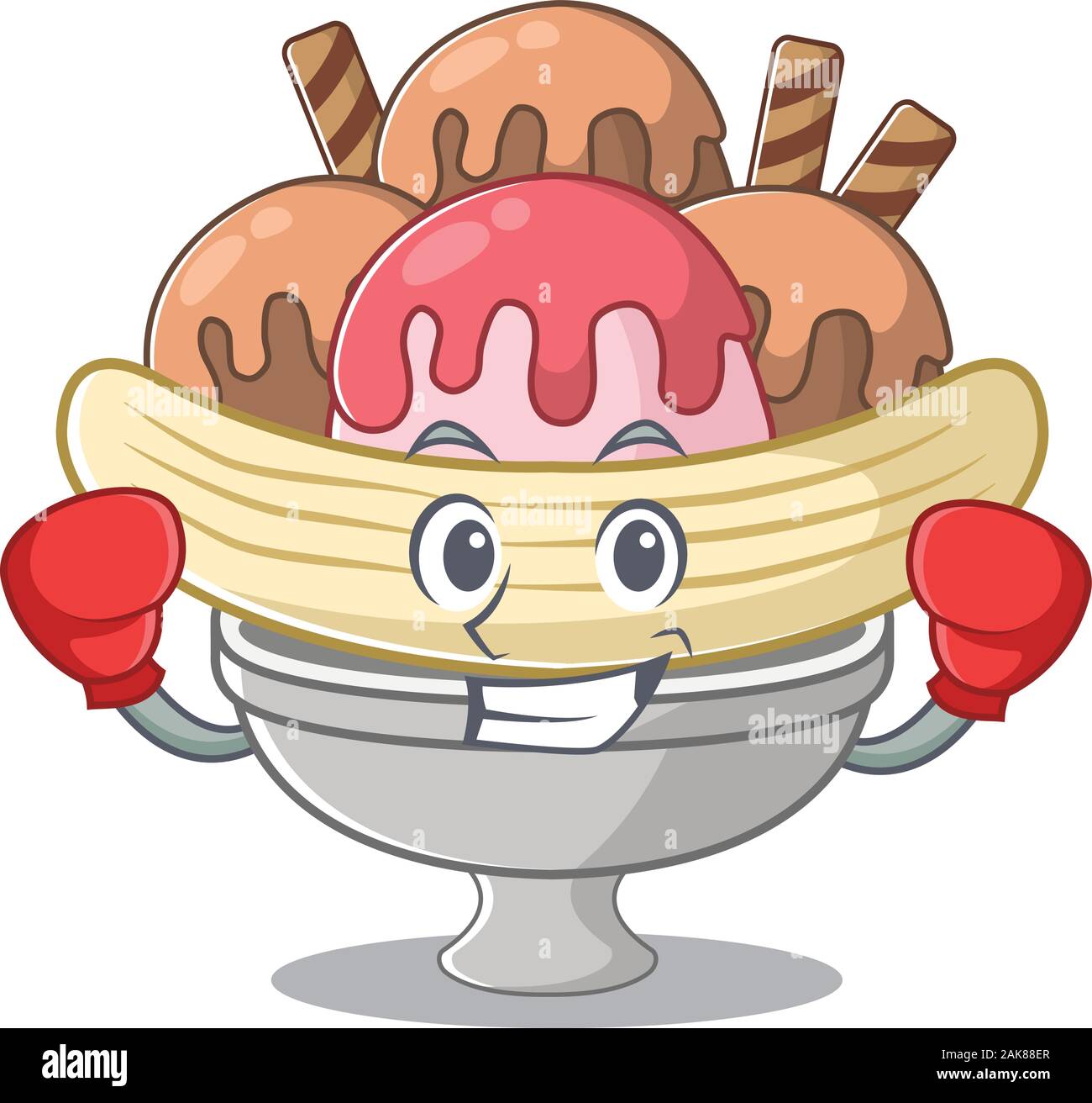 Sporty Boxing banana split mascot character style Stock Vector Image ...