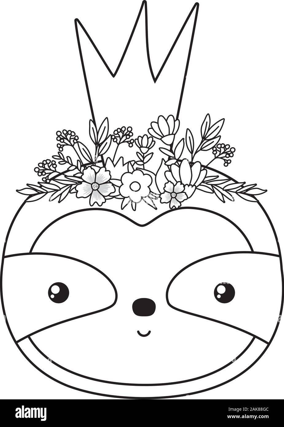 Cute sloth cartoon animal Black and White Stock Photos & Images - Alamy