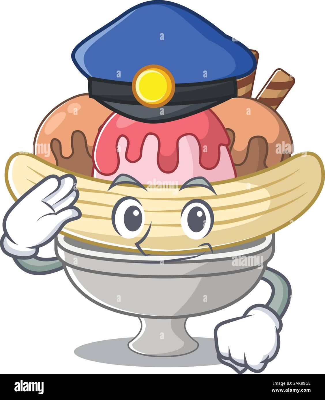 Banana split Cartoon mascot performed as a Police officer Stock Vector ...