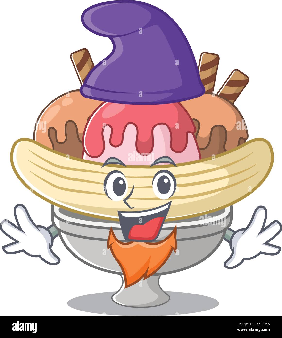 Funny banana split cartoon mascot performed as an Elf Stock Vector ...