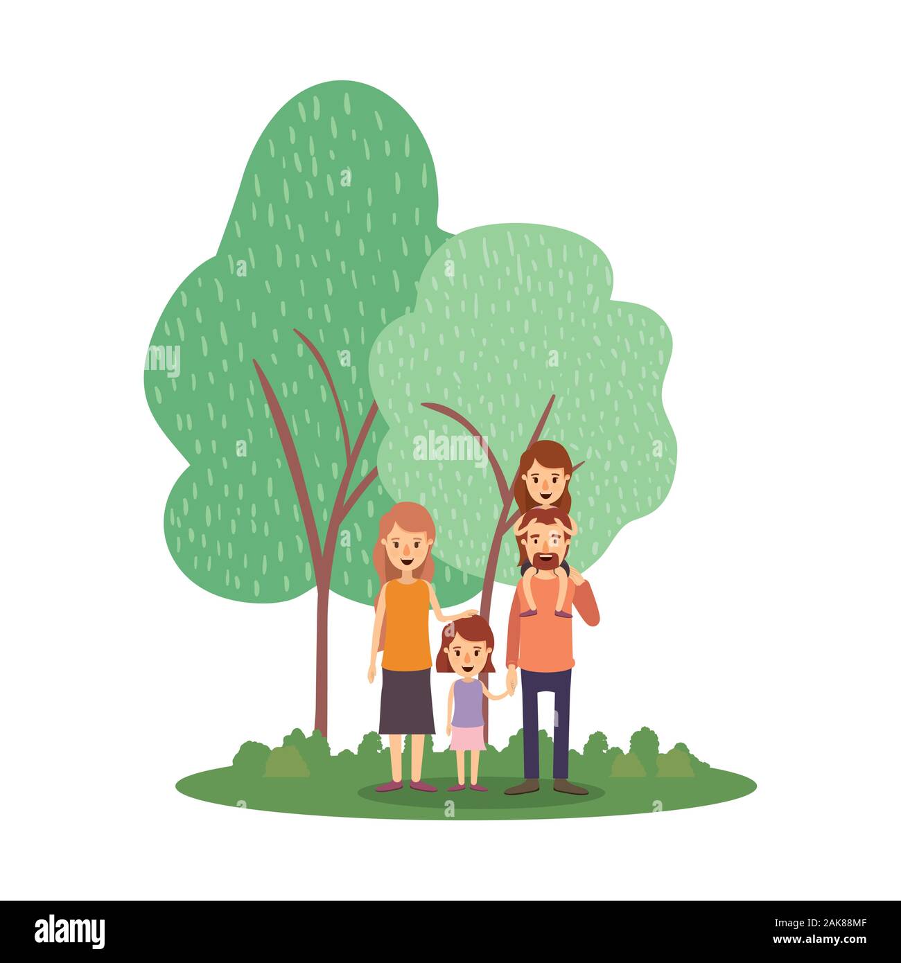 Mother father daughter son and trees vector design Stock Vector Image ...