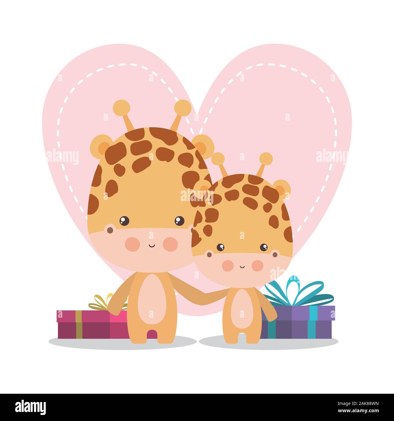 Cute giraffe cartoon mother and baby vector design Stock Vector Image ...