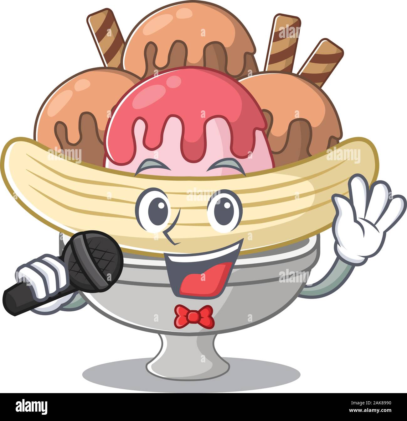 Happy banana split singing on a microphone Stock Vector Image & Art - Alamy