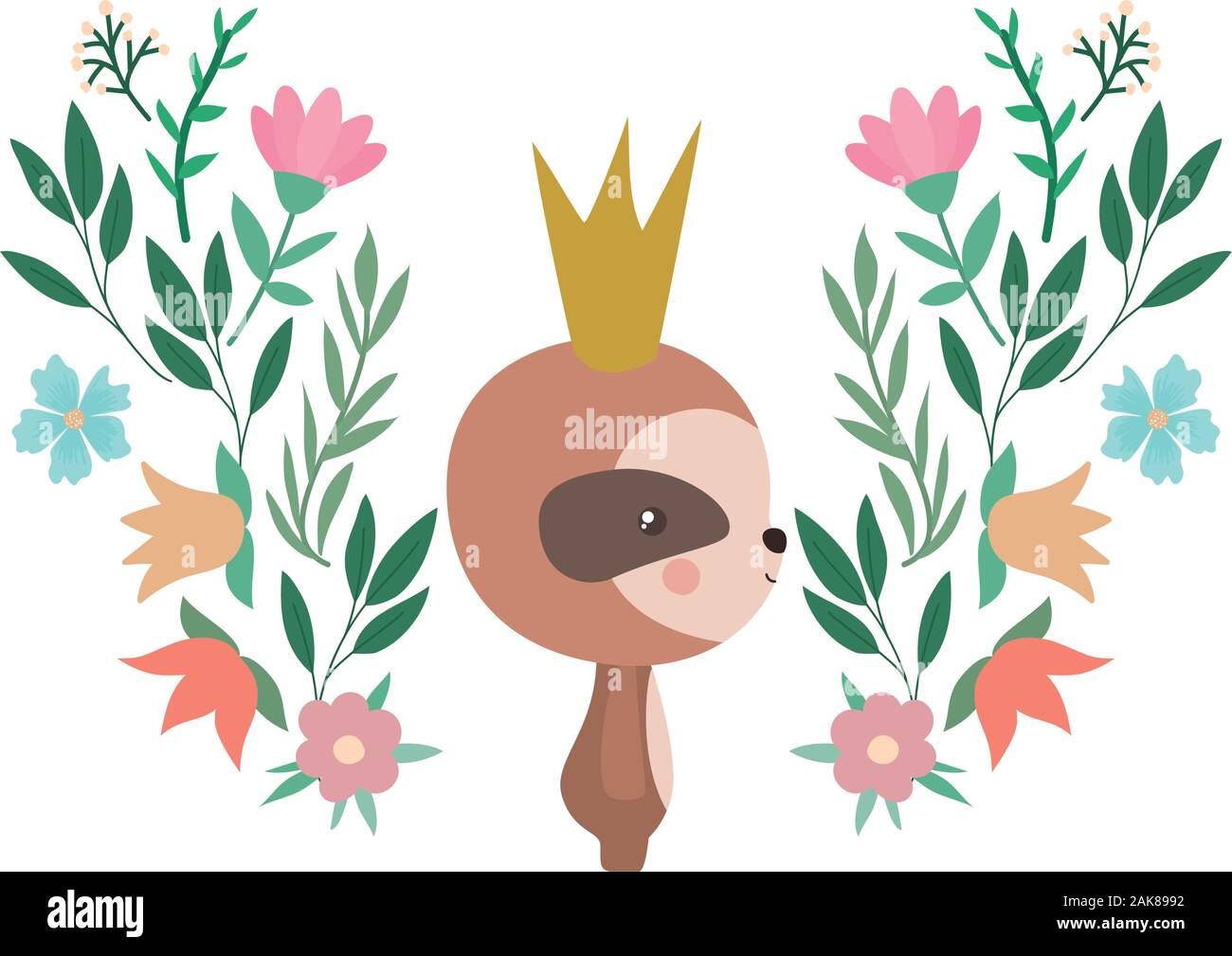 Cute sloth bear with crown vector design Stock Vector Image & Art - Alamy