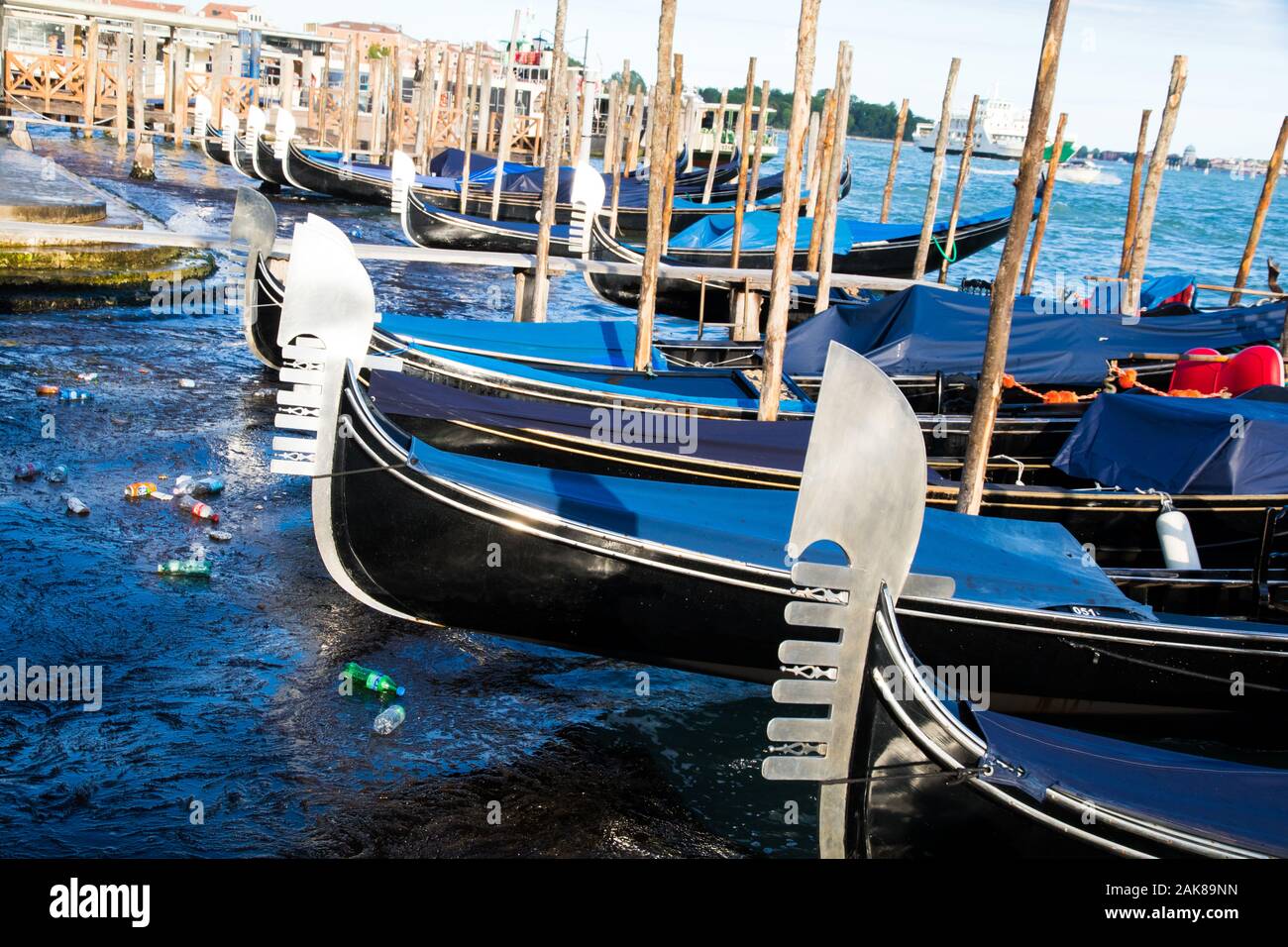 Plastic polution gondolas venice italy waste rubbish floating dr hi-res ...