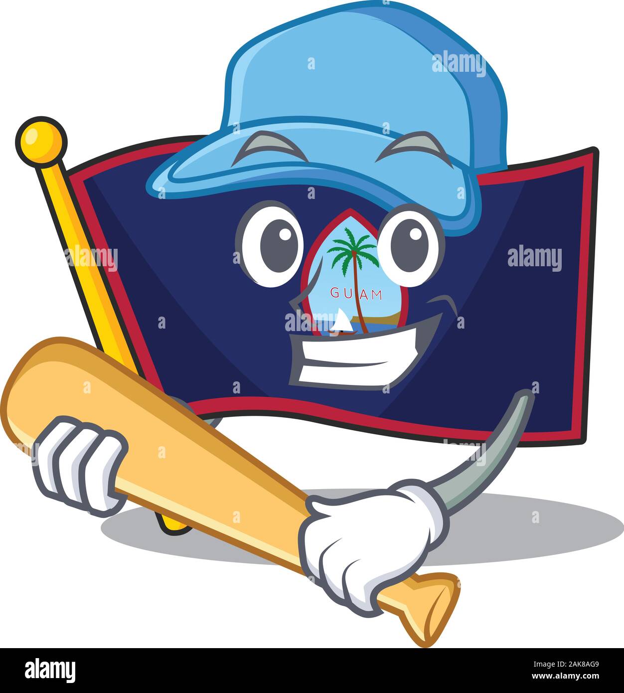 Sporty flag guam cartoon character design with baseball Stock Vector ...