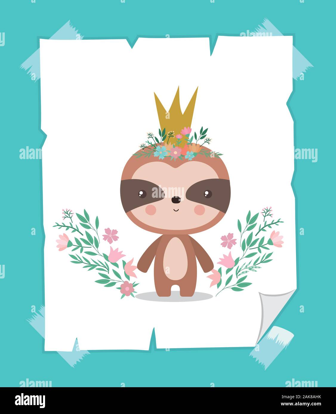 Cute sloth with crown vector design Stock Vector Image & Art - Alamy