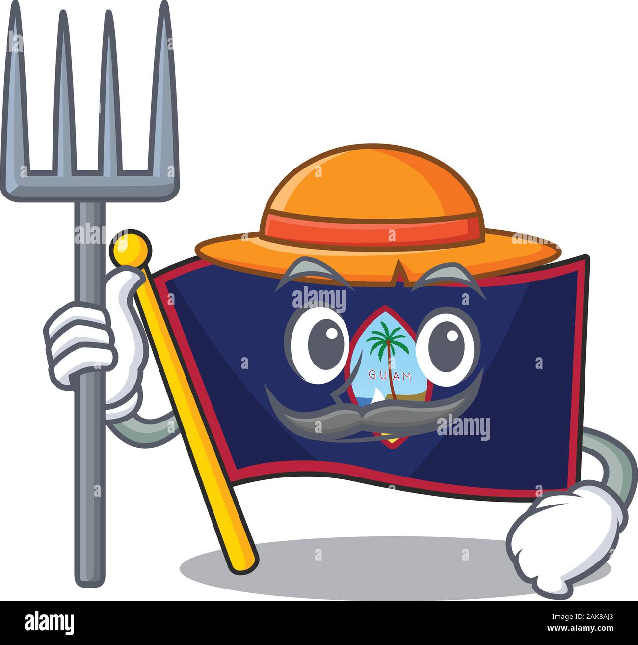 Cheerfully Farmer flag guam cartoon picture with hat and tools Stock ...