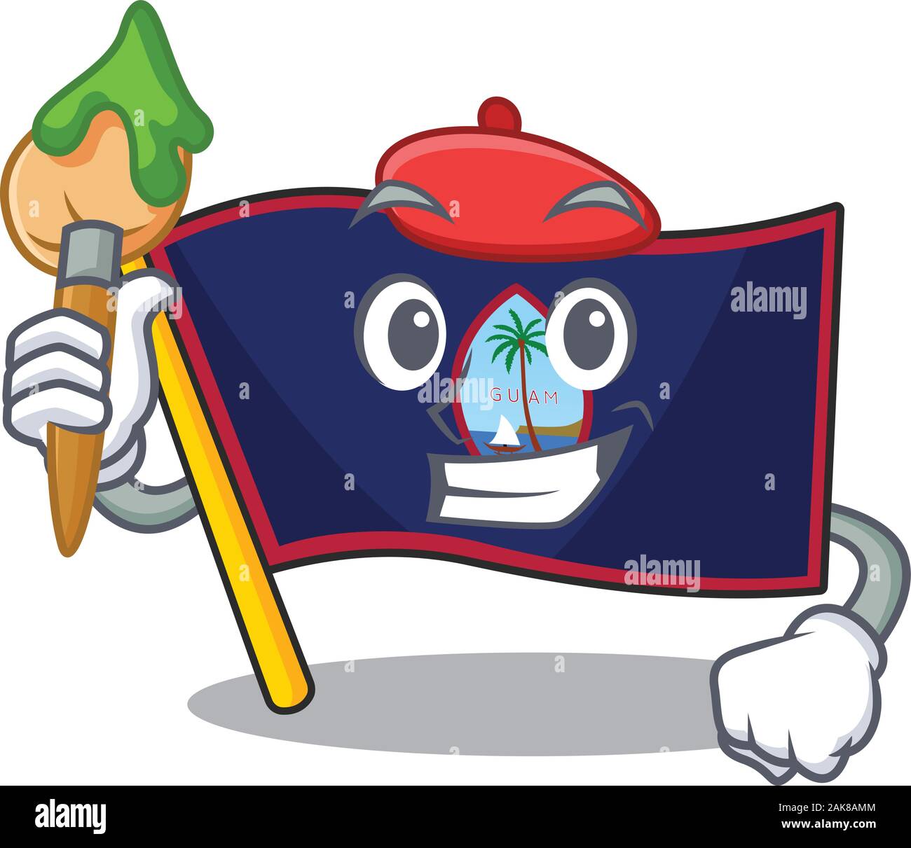 Cartoon character of flag guam Artist with a brush Stock Vector Image ...