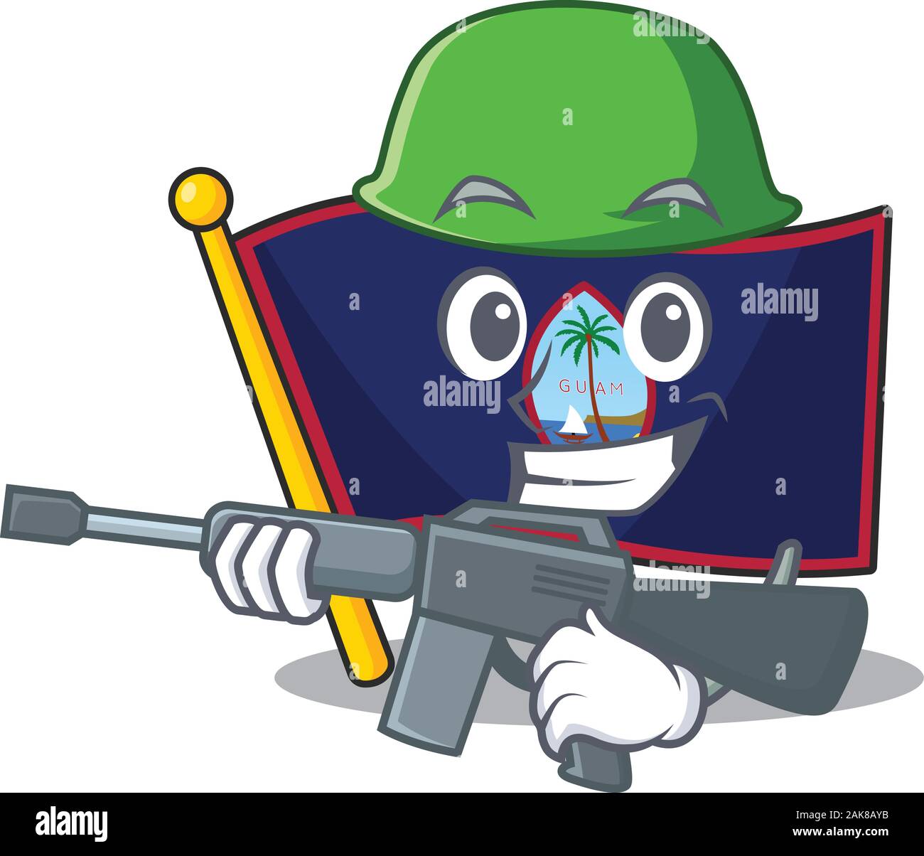 A cartoon design of flag guam Army with machine gun Stock Vector Image ...
