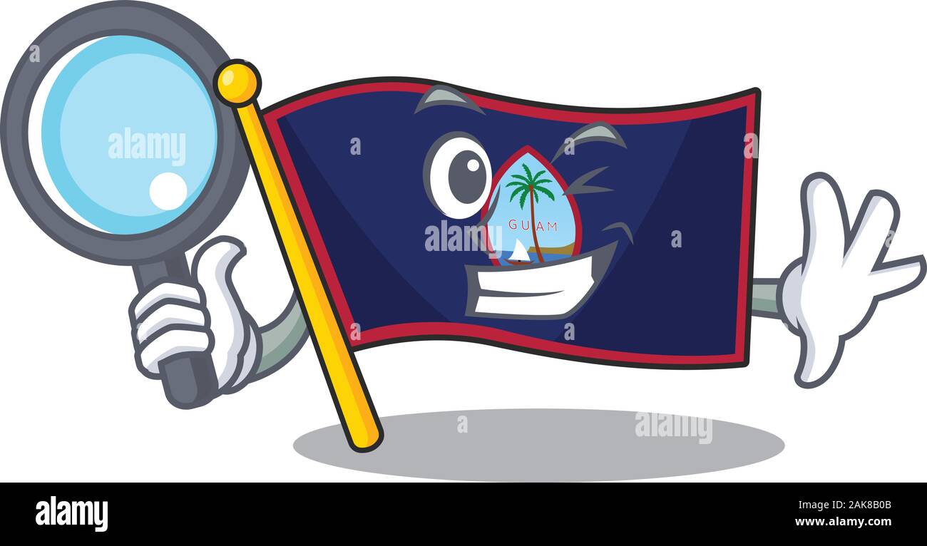 Cool and Smart flag guam Detective cartoon mascot style Stock Vector ...