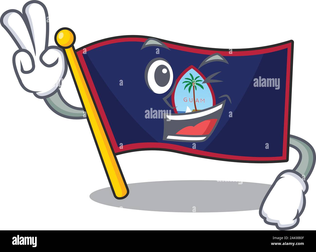 Smiley mascot of flag guam cartoon Character with two fingers Stock ...