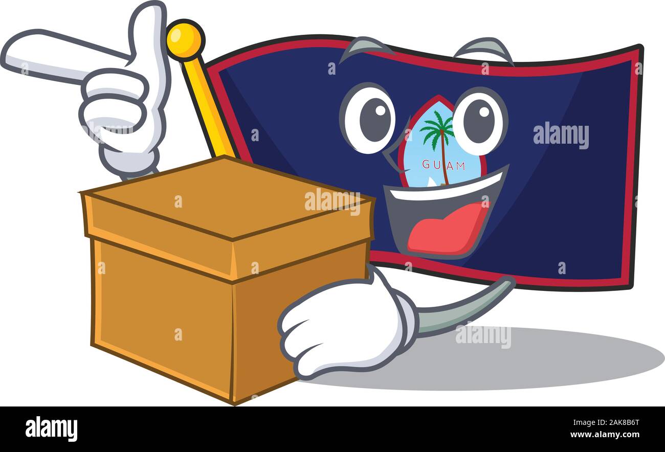 Cute flag guam cartoon character having a box Stock Vector Image & Art ...