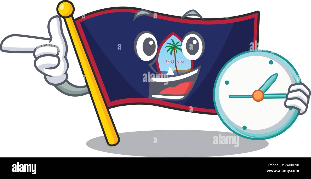 cartoon character style flag guam having clock Stock Vector Image & Art ...