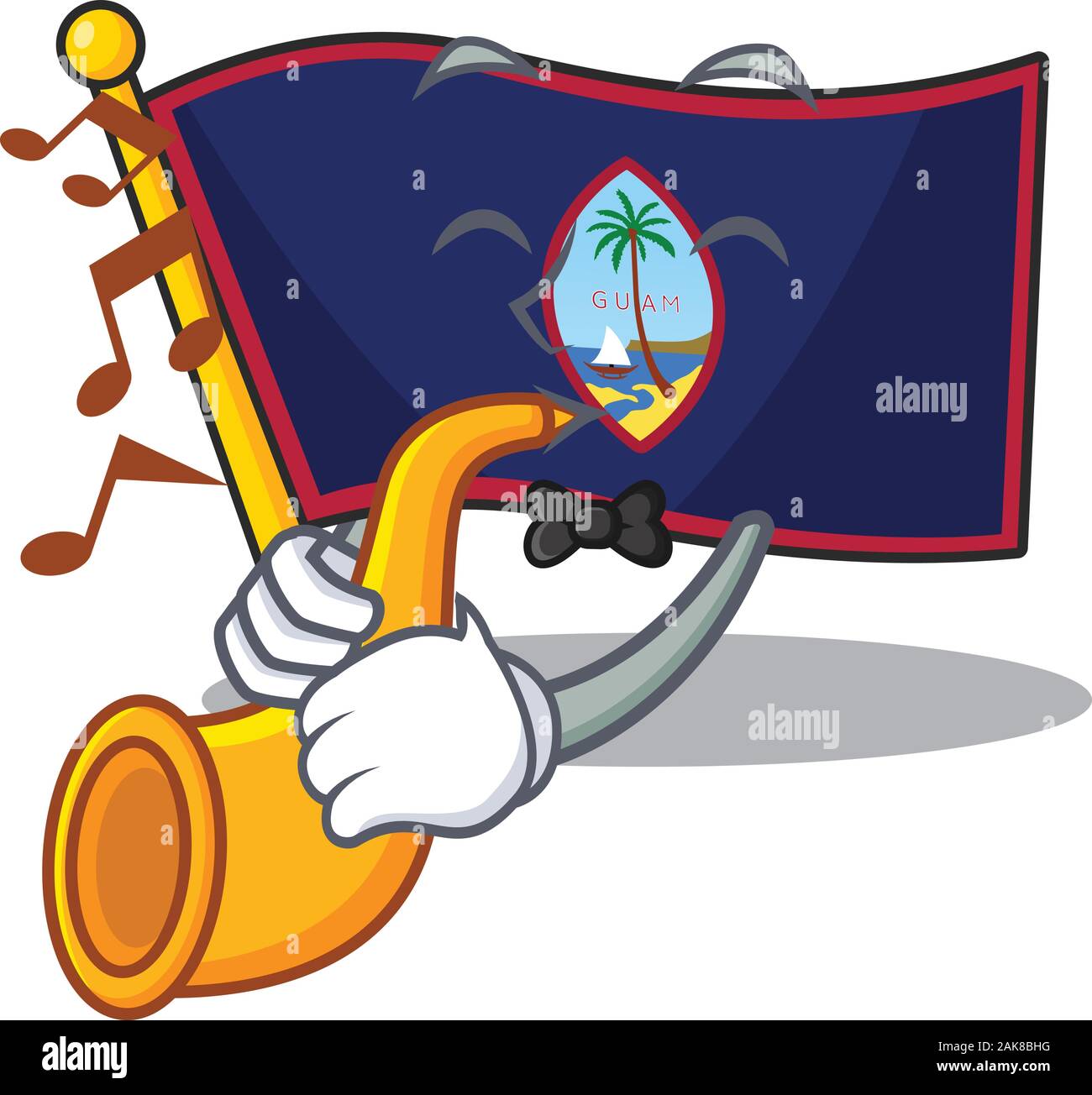 cartoon character style of flag guam performance with trumpet Stock ...
