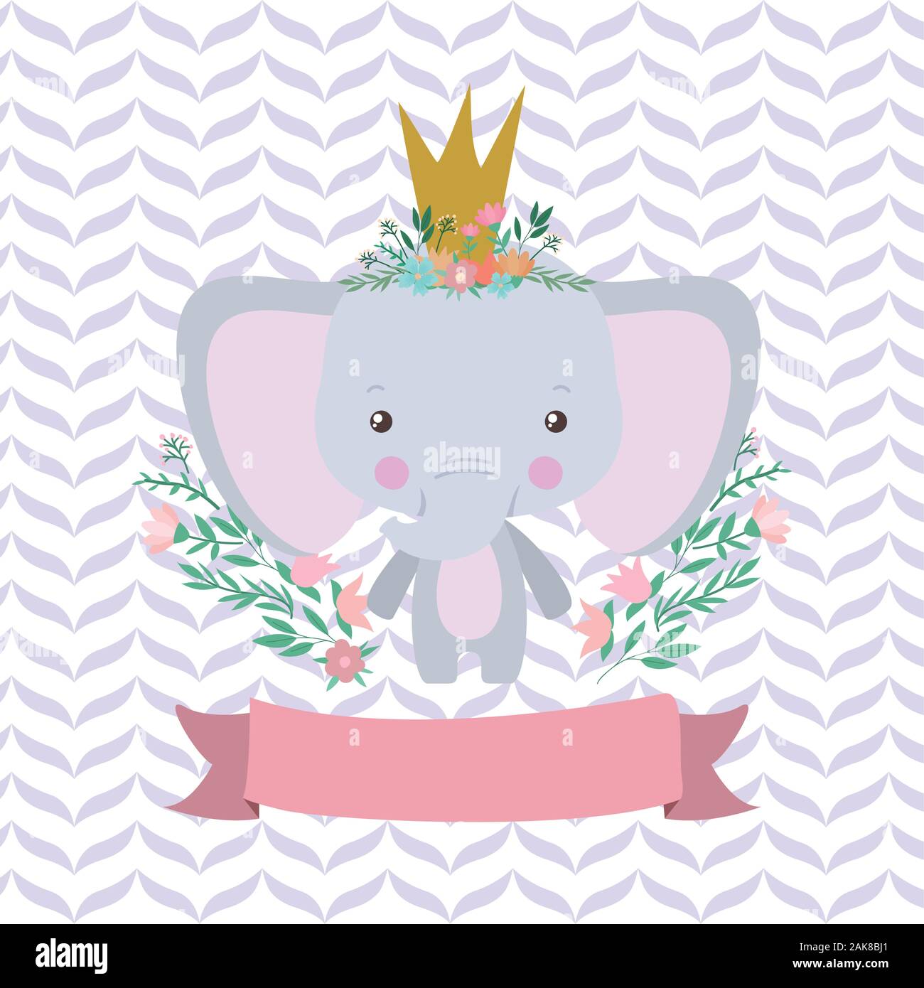 Cute elephant cartoon and ribbon vector design Stock Vector Image & Art ...