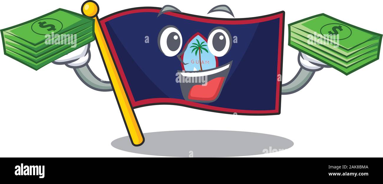 happy rich flag guam character with money on hands Stock Vector Image ...