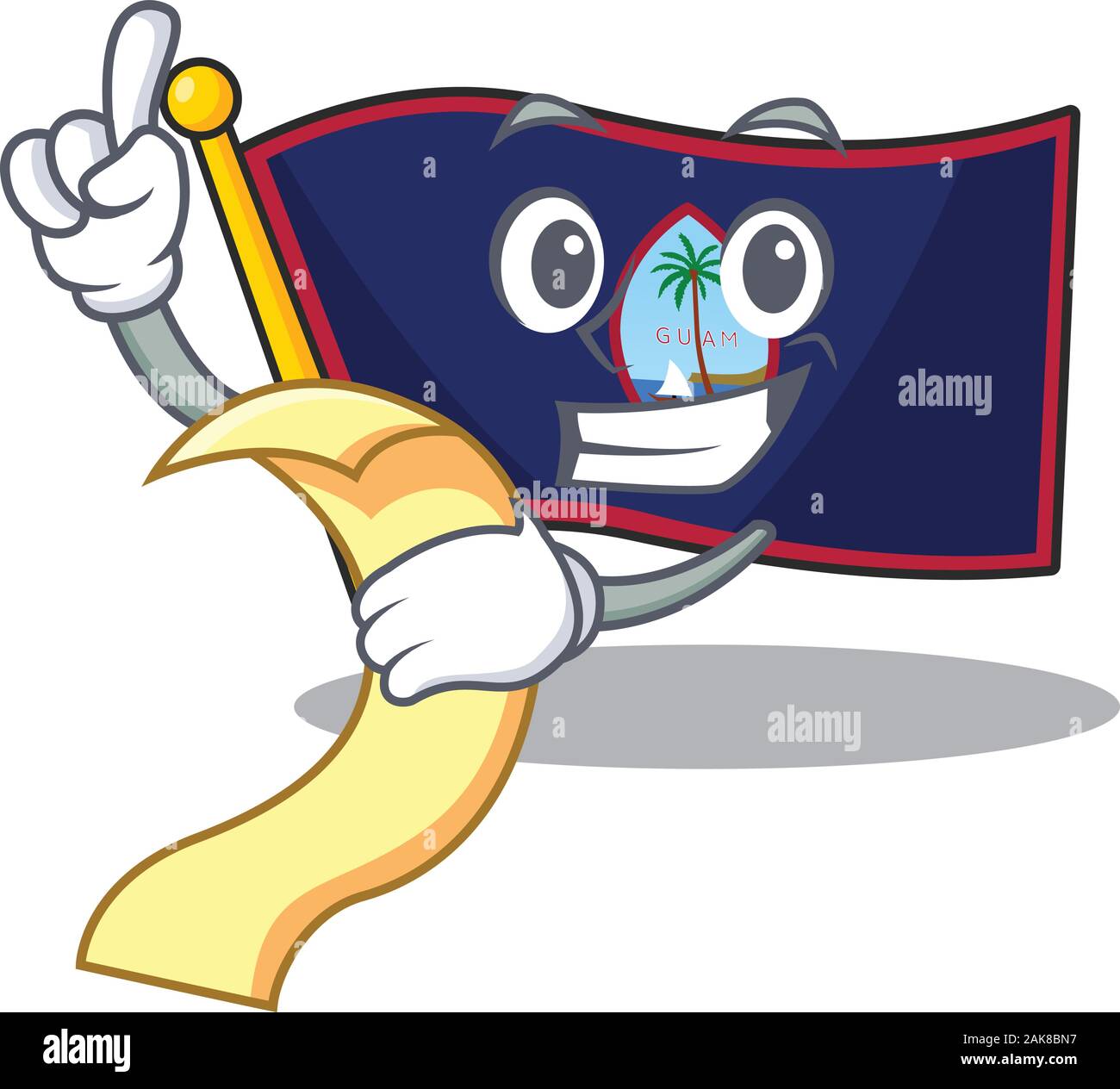A funny cartoon character of flag guam with a menu Stock Vector Image ...