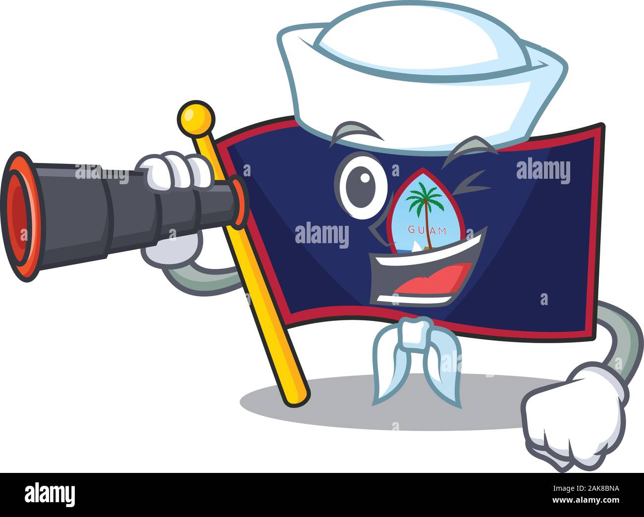 Flag guam cartoon happy Sailor style with binocular Stock Vector Image ...