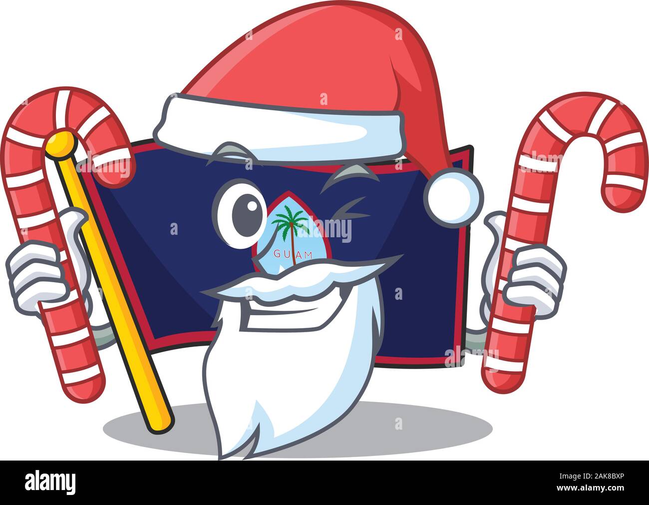 Flag guam Cartoon character in Santa costume with candy Stock Vector ...