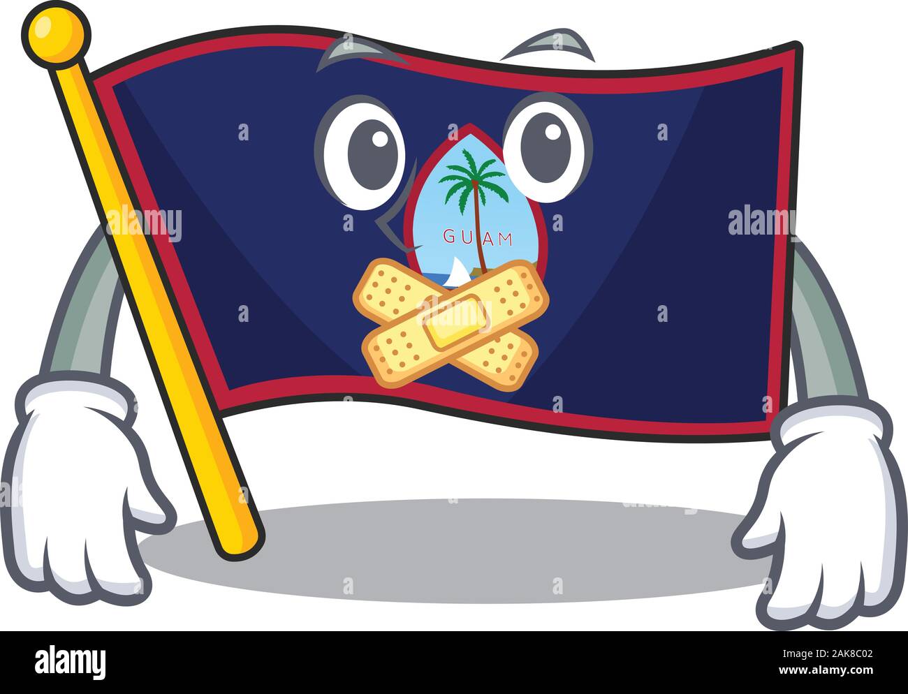 a silent gesture of flag guam mascot cartoon character design Stock ...