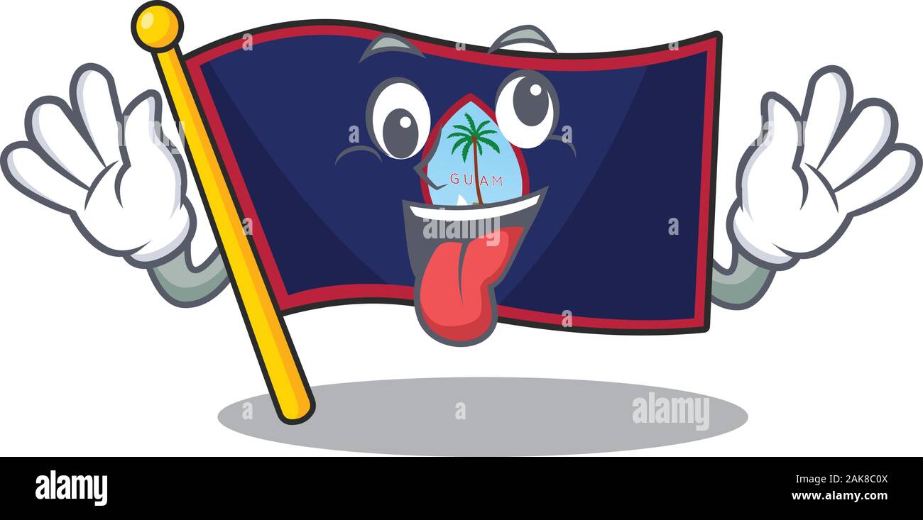 Flag guam Cartoon character style with a crazy face Stock Vector Image ...