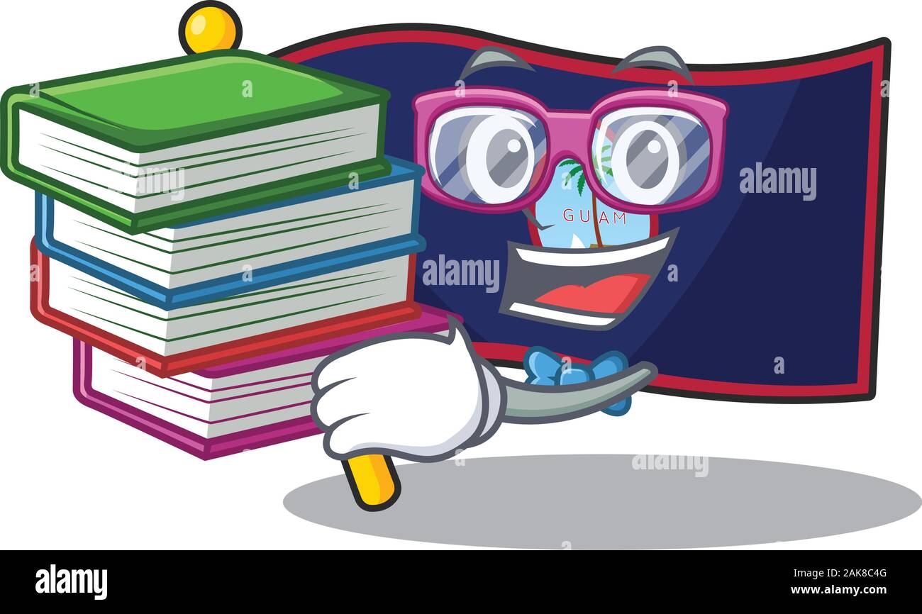 Cool and clever Student flag guam mascot cartoon with book Stock Vector ...