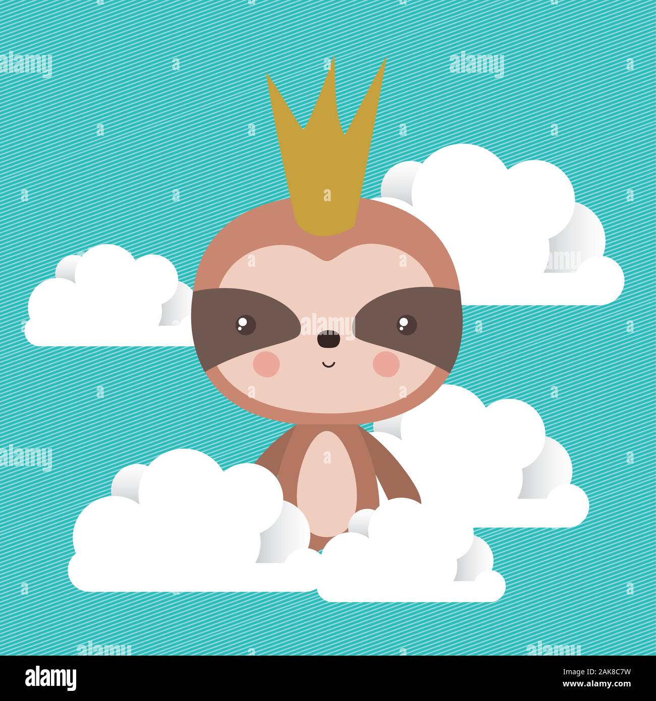 Cute sloth with crown and clouds vector design Stock Vector Image & Art ...