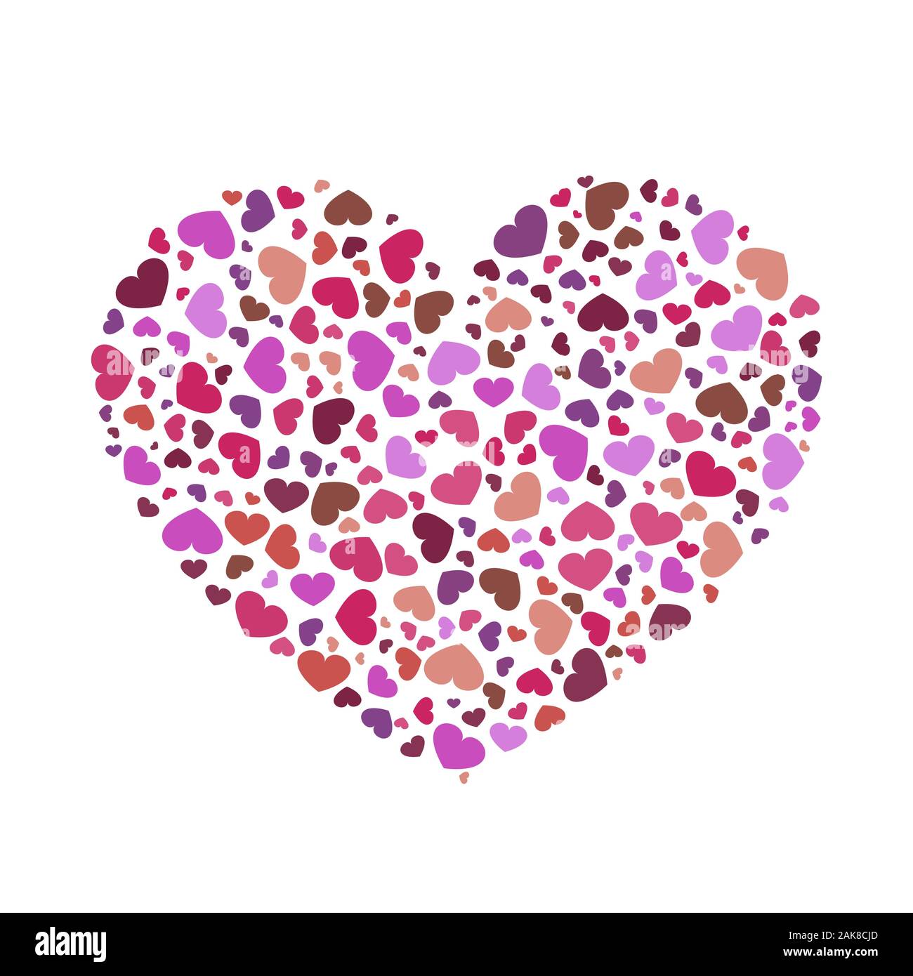 Red, pink and purple hearts. Wedding postcard is a vector illustration ...
