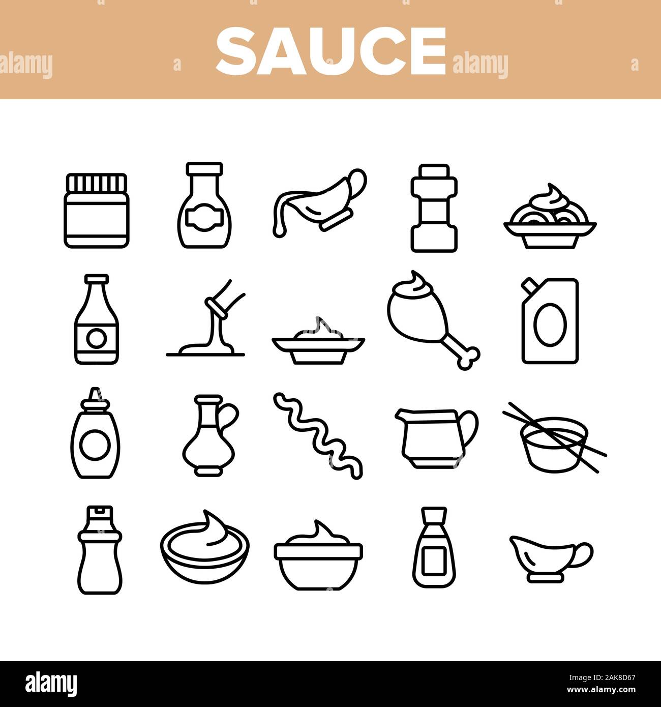 Sauce Spicy Cream Collection Icons Set Vector Stock Vector Image & Art ...