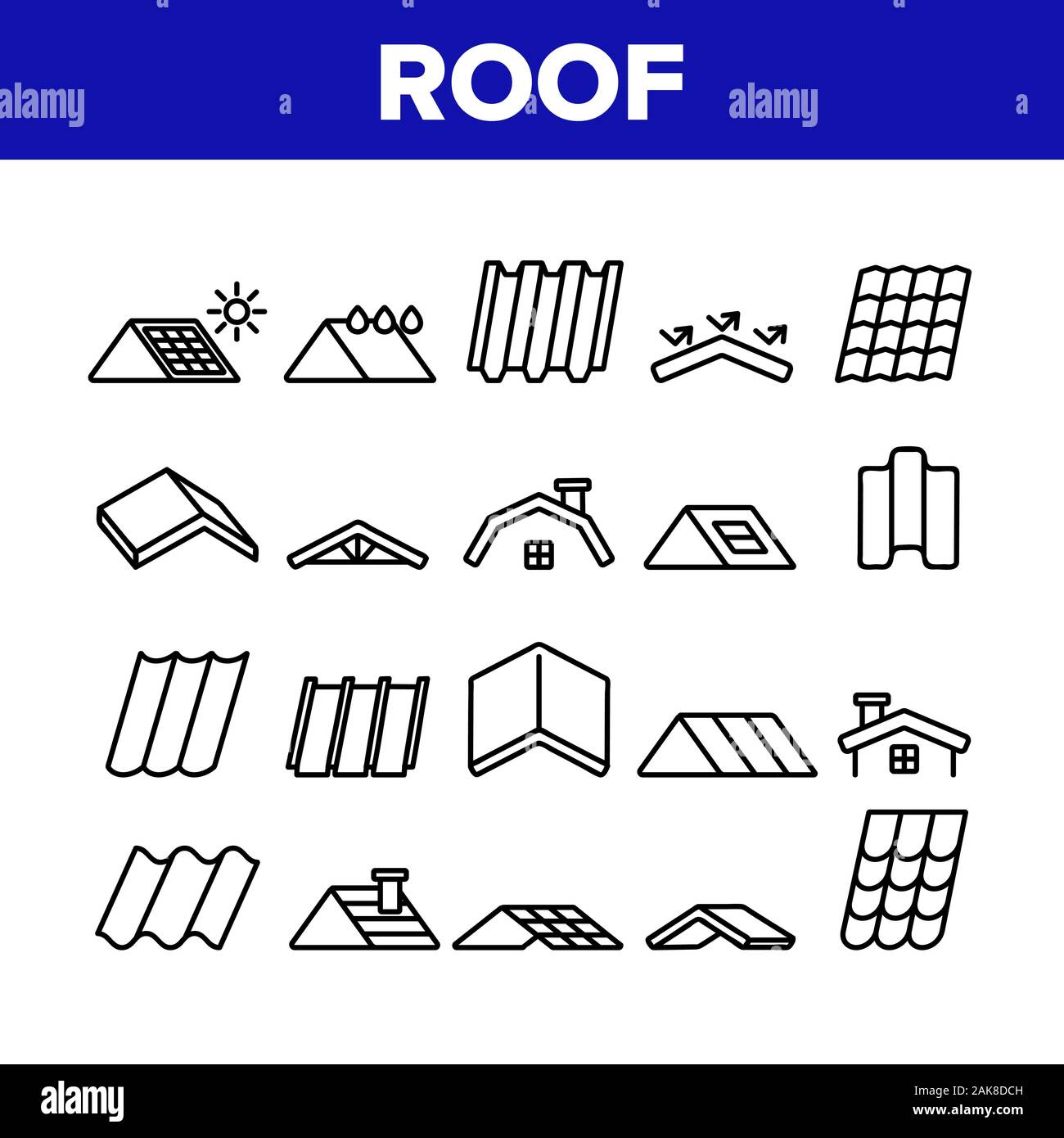 Roof Construction Collection Icons Set Vector Stock Vector Image & Art ...