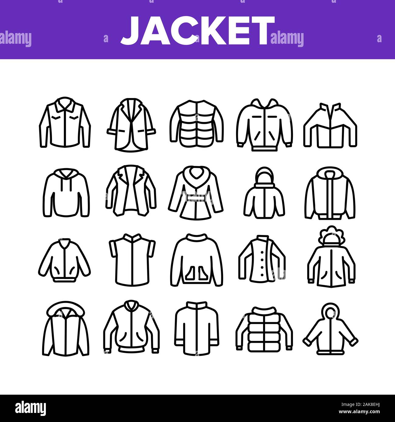 Jacket Fashion Clothes Collection Icons Set Vector Stock Vector Image ...