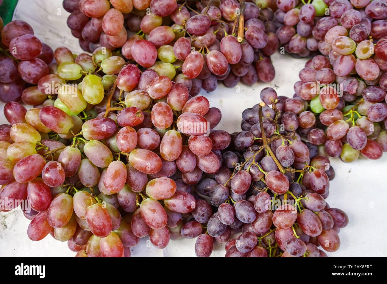Ripe grapes on the farmer market in Chengdu, Sichuan Province, China ...