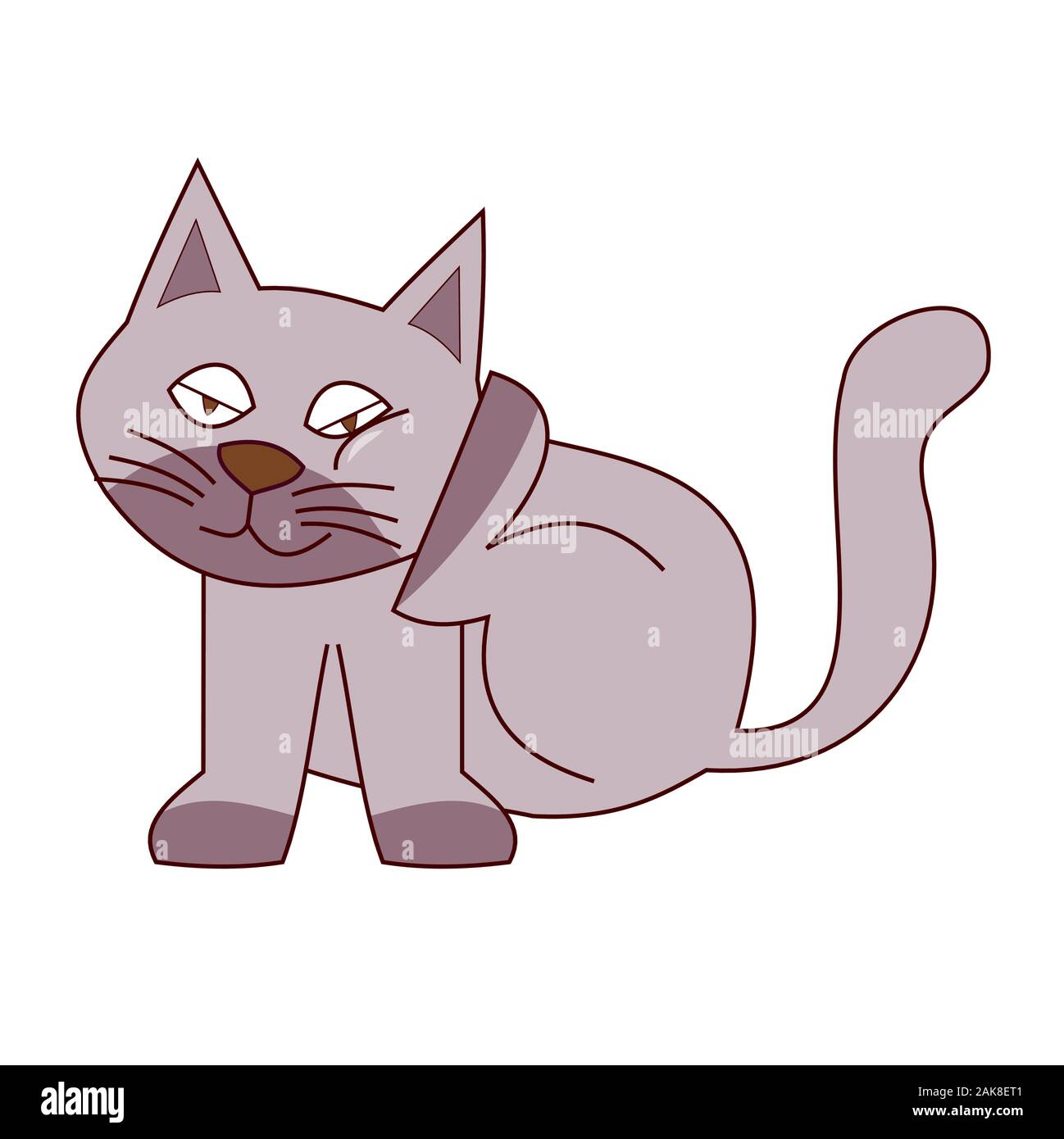 Cat uses his back foot to kick and scratch the face, Purple color Siam ...