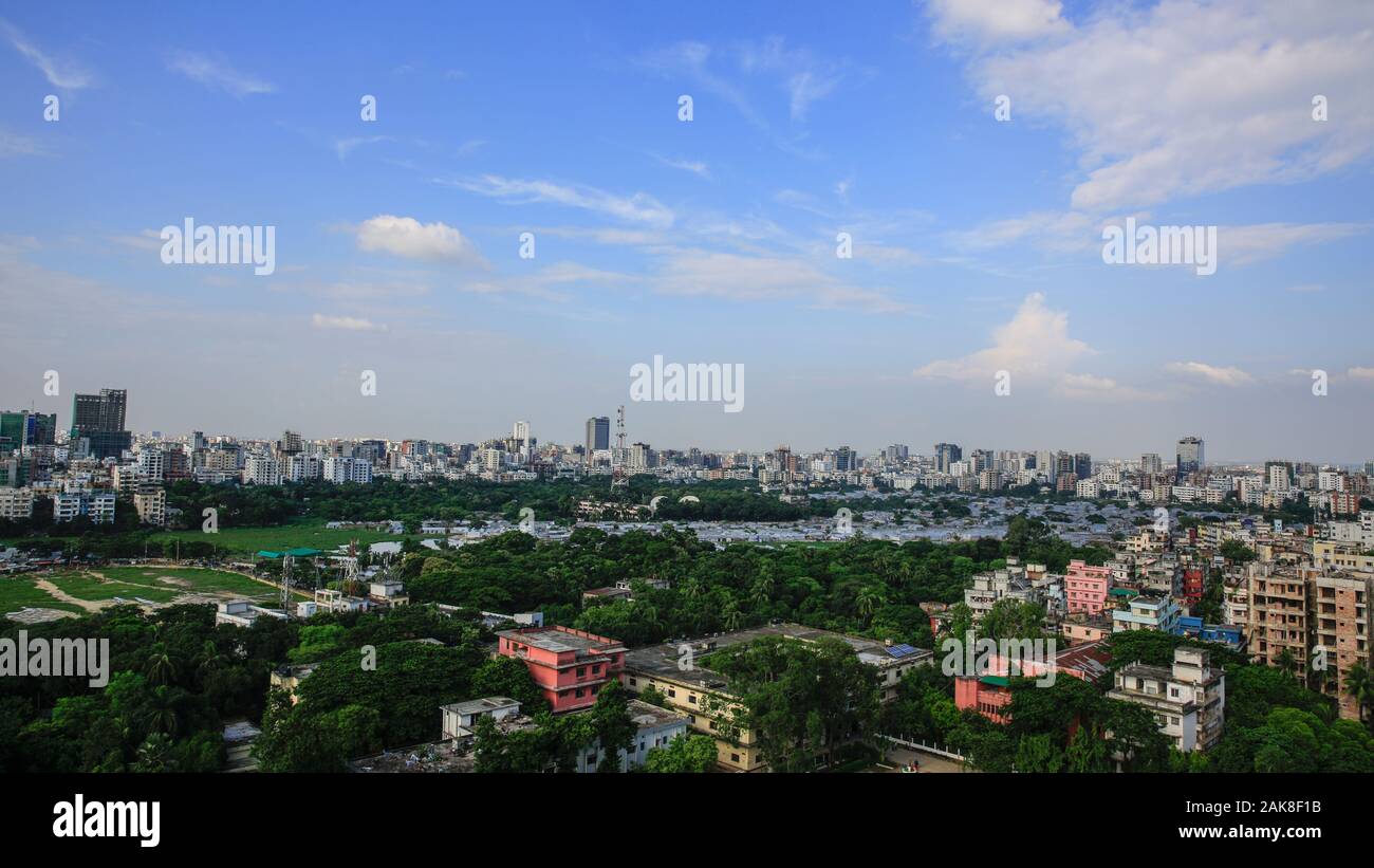 Top view of Dhaka's Gulshan area and Korail Slum. Dhaka, Bangladesh ...