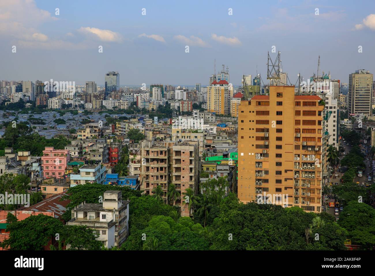 Top view of Dhaka's Gulshan area and Korail Slum. Dhaka, Bangladesh ...