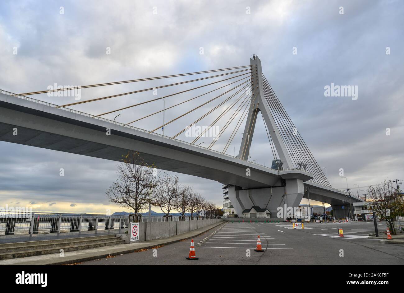 Aomori, Japan - Nov 5, 2019. View of Cable-stayed Aomori Bay Bridge ...