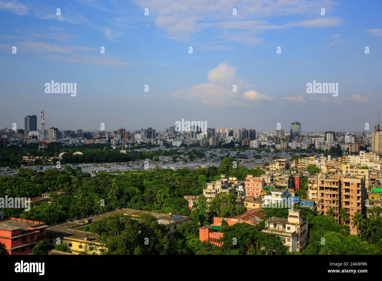 Top view of Dhaka's Gulshan area and Korail Slum. Dhaka, Bangladesh ...