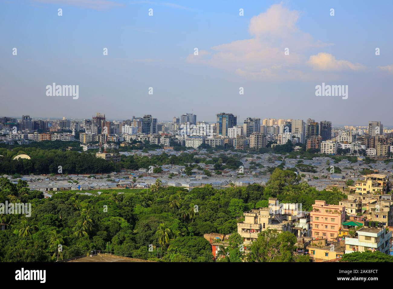 Top view of Dhaka's Gulshan area and Korail Slum. Dhaka, Bangladesh ...
