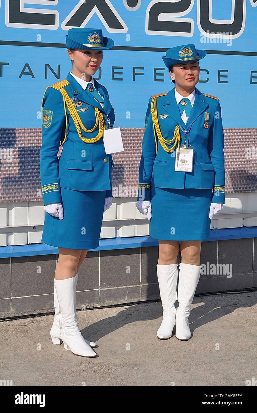 FEMALE MEMBERS OF THE KAZAKHSTAN AIR DEFENCE FORCE IN BEST UNIFORM ...