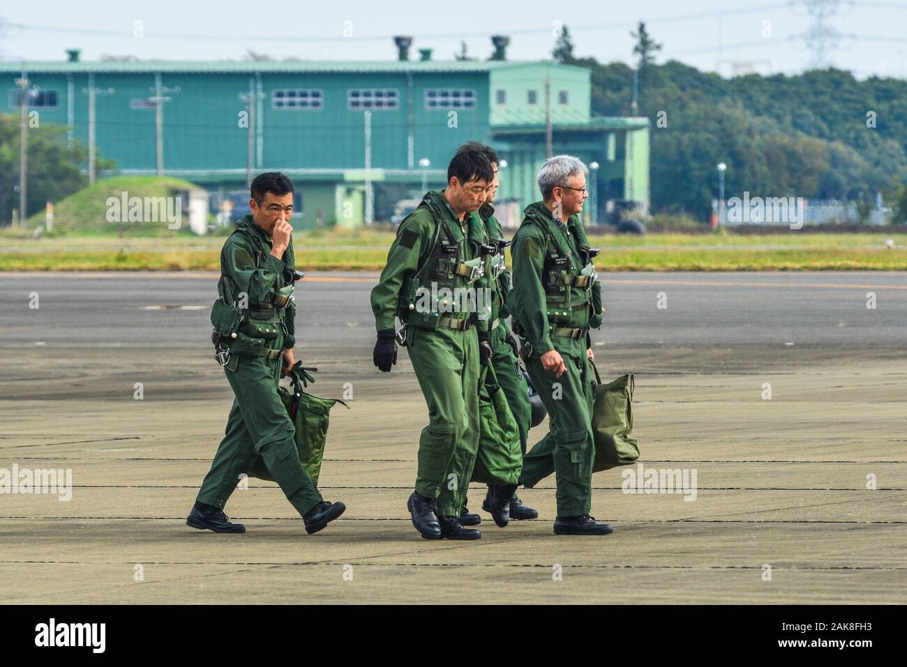 Saitama, Japan - Nov 3, 2019. Pilots of Japan Air Self Defense Force ...