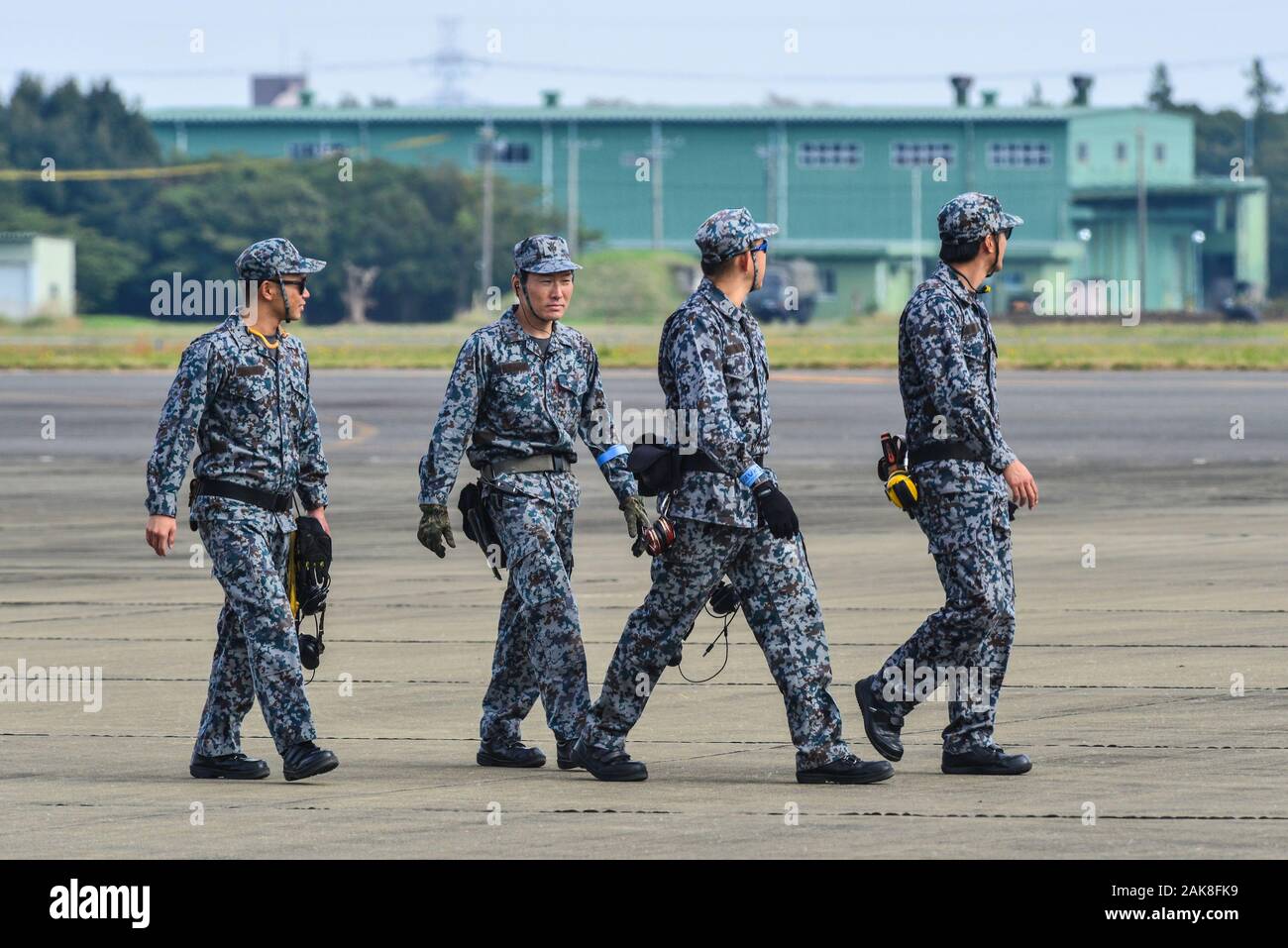 Saitama, Japan - Nov 3, 2019. Air crew of Japan Air Self Defense Force ...
