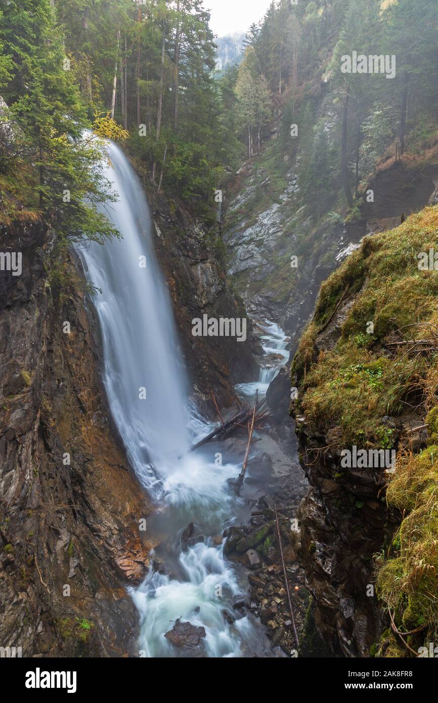 Reinbach waterfall in Ahrntal valley, South Tyrol, Italy Stock Photo ...