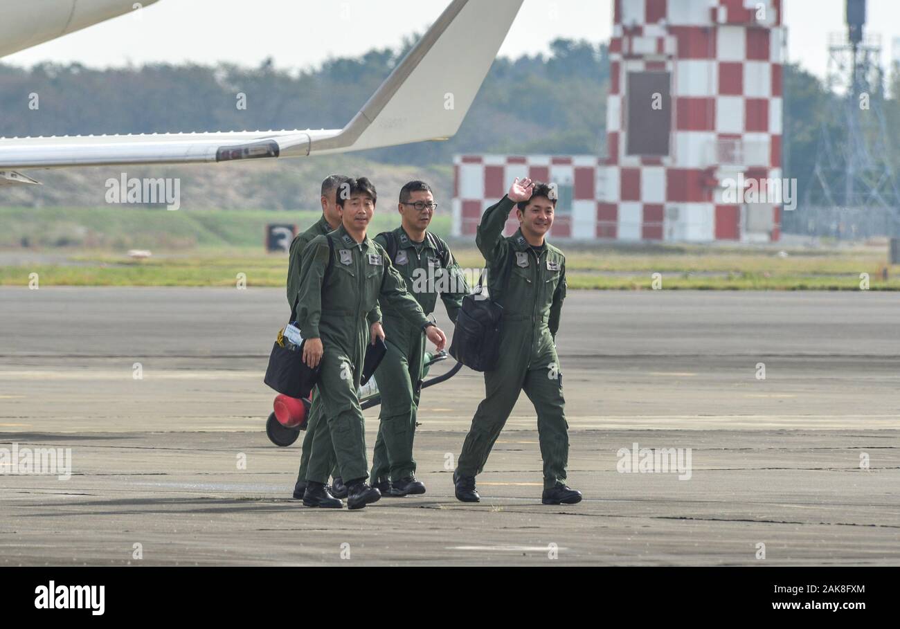 Saitama, Japan - Nov 3, 2019. Pilots of Japan Air Self Defense Force ...