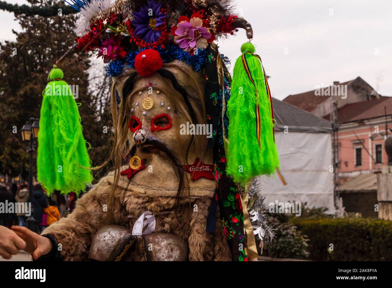 Christmas carols and games with masks. Big carnival parade, hundreds of ...